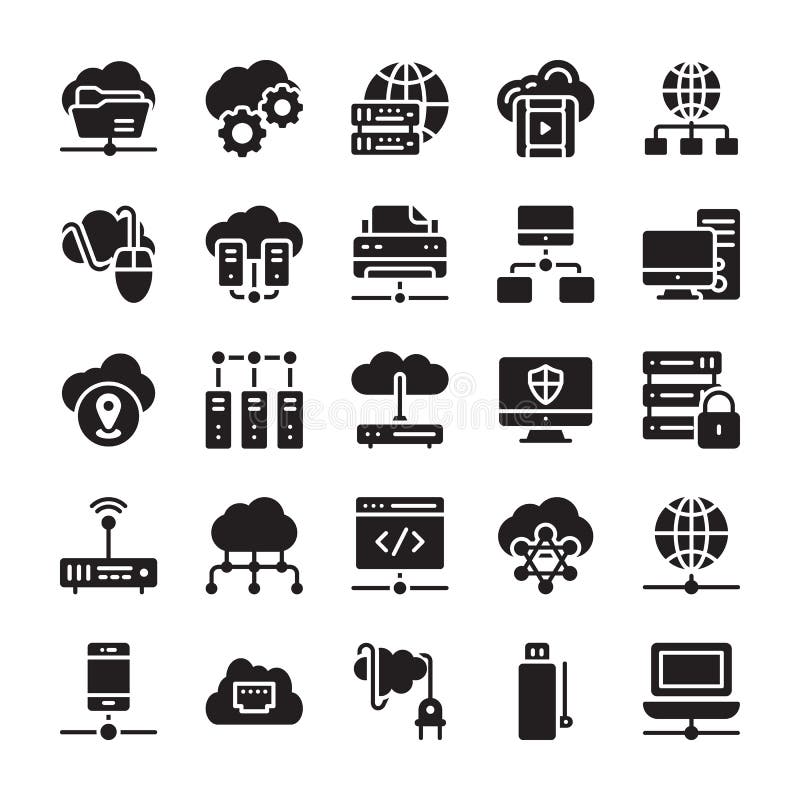 Network and Cloud Computing Icons Vector Stock Illustration ...