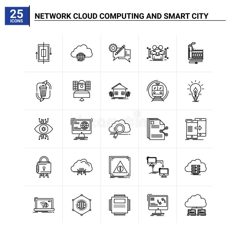 25 Network Cloud Computing and Smart City Icon Set. 100 Editable EPS 10 Files Stock Vector ...