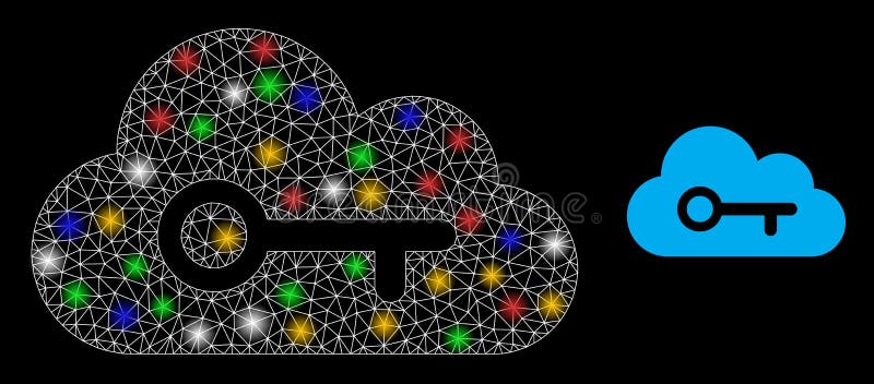 Network Cloud Key Constellation Icon with Bright Colored Flash Nodes ...
