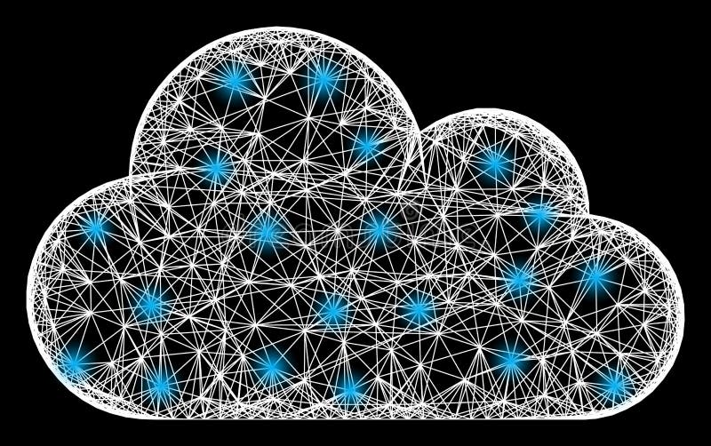Network Cloud Web Mesh with Bright Flares Stock Vector - Illustration ...