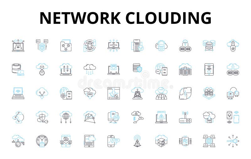 Network Clouding Linear Icons Set Virtualization Scalability