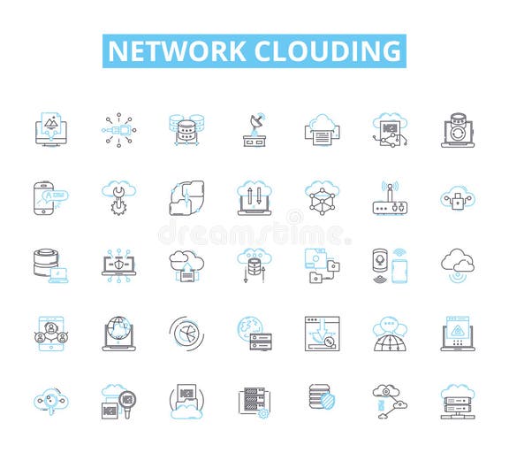 Network Clouding Linear Icons Set. Virtualization, Scalability, Elasticity, Automation ...