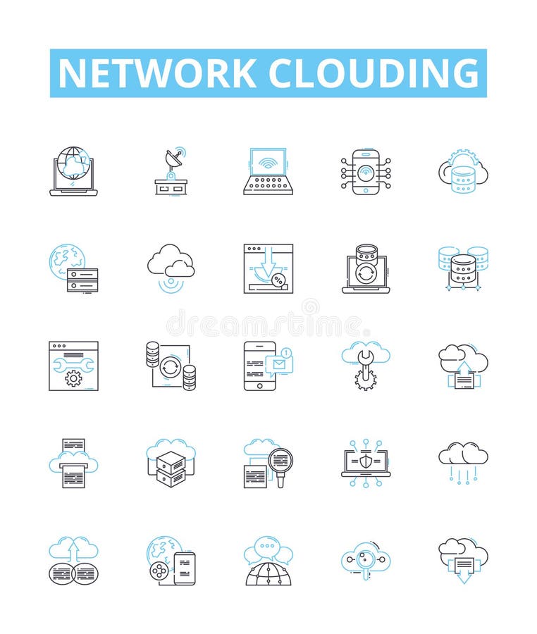 Network Clouding Vector Line Icons Set Network Clouding Cloud Computing Networking