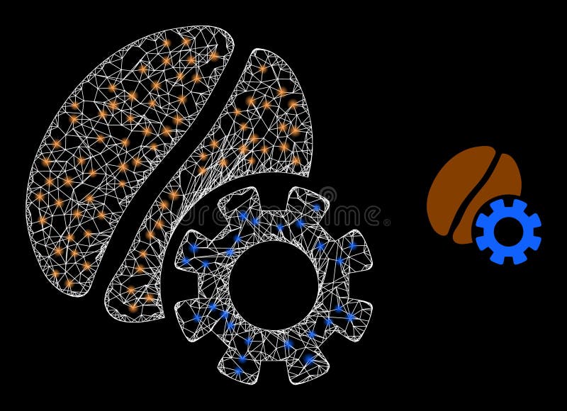 Network Coffee Options Mesh Icon with Glare Light Spots Stock Vector ...