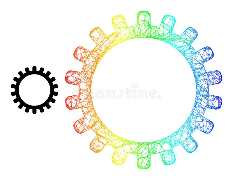 Network Cog Mesh Icon with Rainbow Gradient Stock Vector - Illustration ...