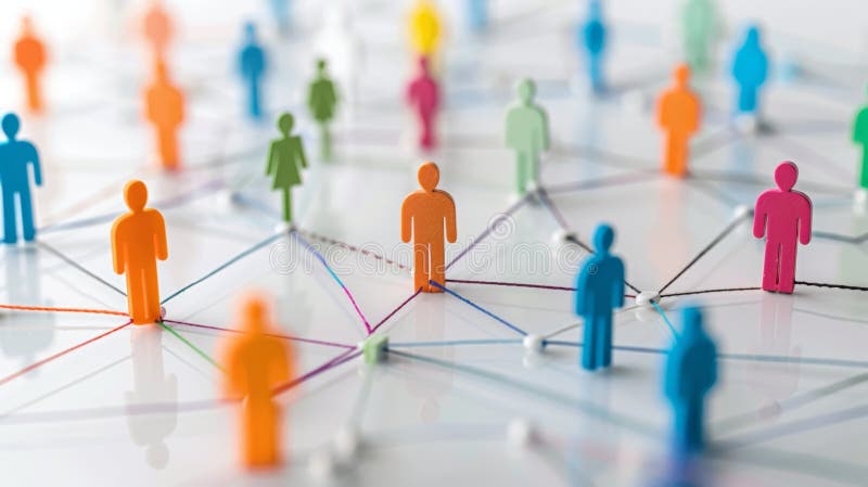 Network of Colorful Figures Representing Social Connections, Generative ... Network of Colorful Figures Representing Social Connections, Generative ...