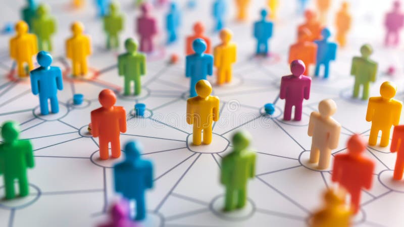 Network of Colorful Figures Representing Social Connections ... Network of Colorful Figures Representing Social Connections ...