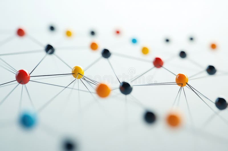Colorful Push Pins Connected with Lines Network Connection ...