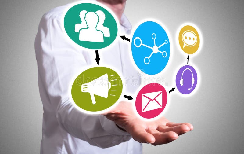 Network Communication Concept Above a Human Hand Stock Photo - Image of ...