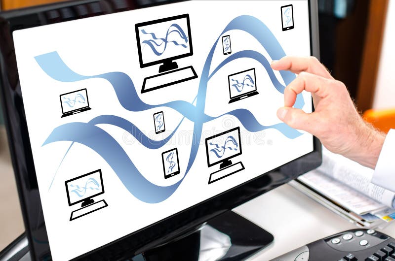 Network Communication Concept on a Computer Monitor Stock Photo - Image ...