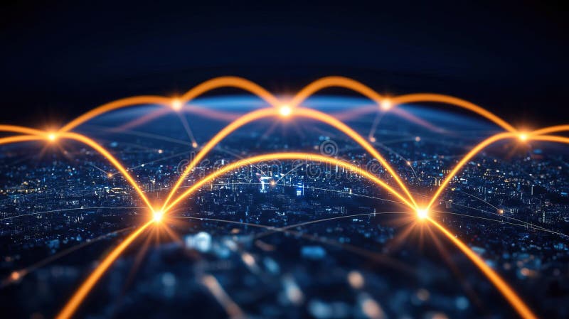 Network Communication Concept with Connection Lines Radiating from a ...