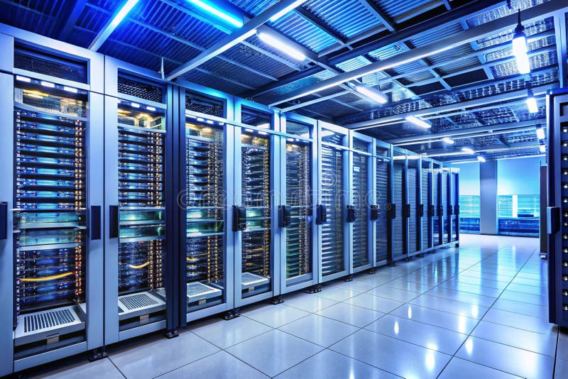 Network Communication Concept: Data Center and Server Racks Stock ...