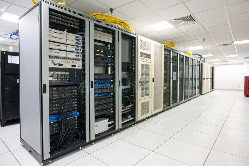 Network Communication Concept: Data Center and Server Racks Stock ...