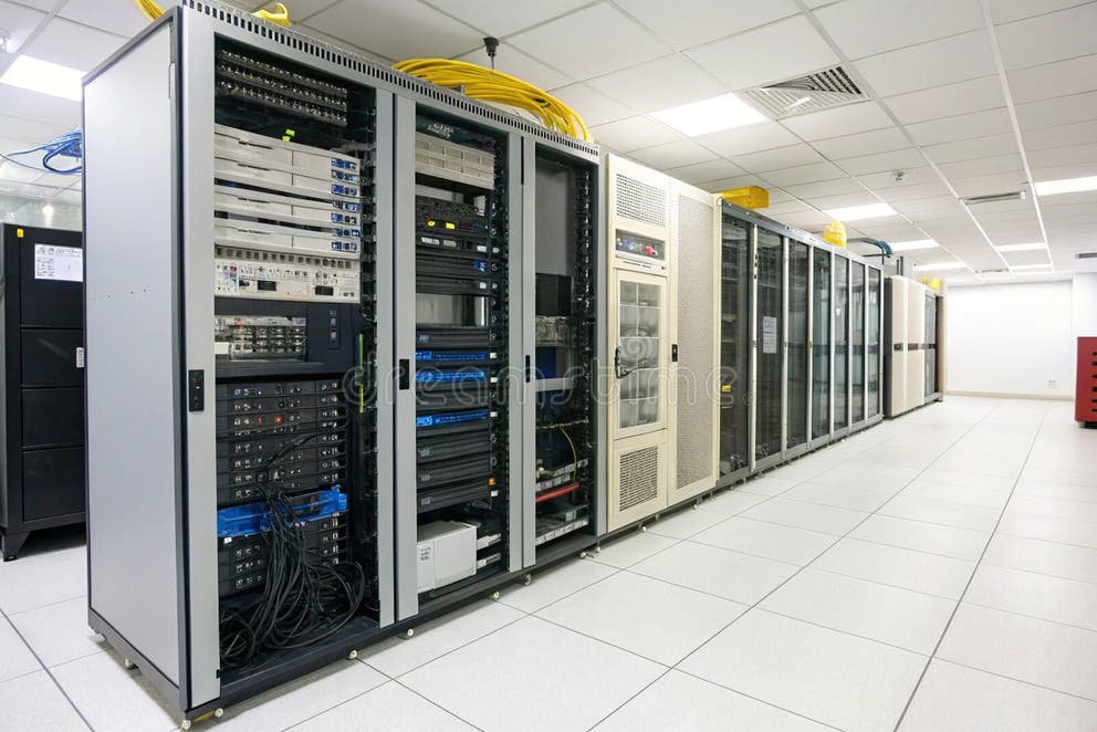 Network Communication Concept: Data Center and Server Racks Stock ...