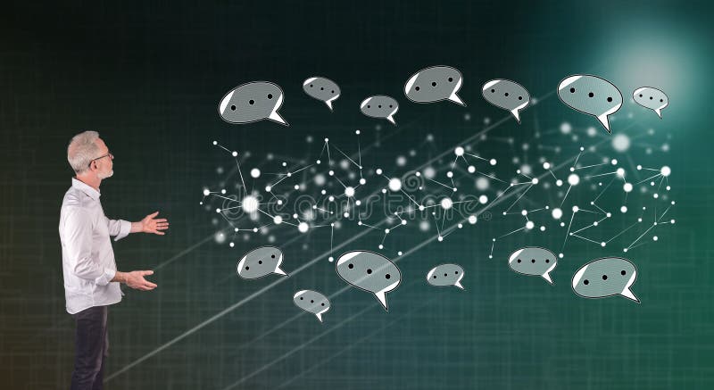 A Network Communication Concept Explained by a Businessman on a Wall ...