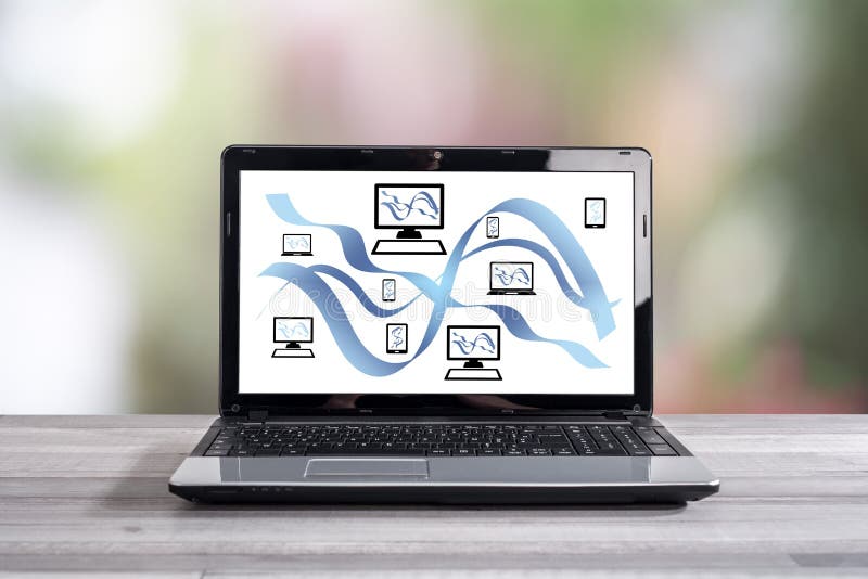 Network Communication Concept on a Laptop Screen Stock Image - Image of ...
