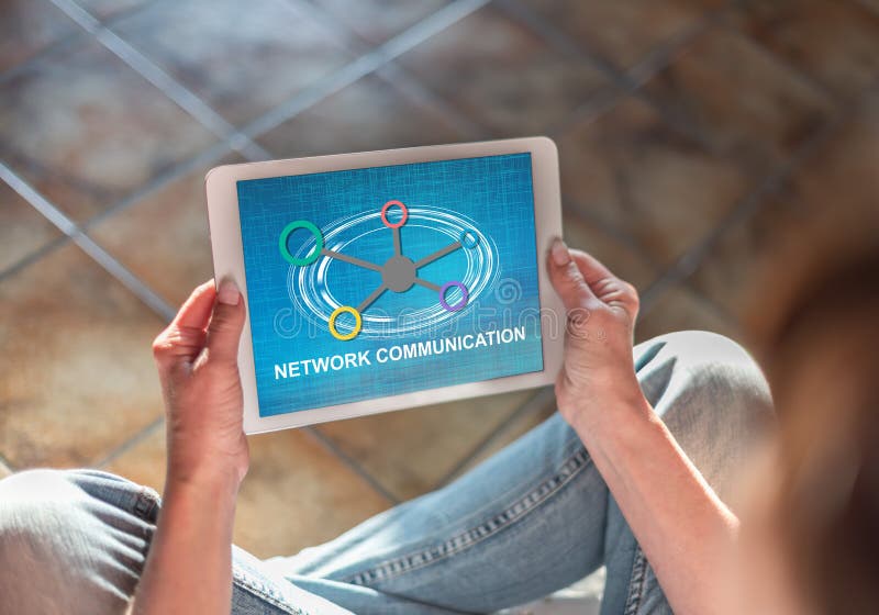 Network Communication Concept on a Tablet Stock Image - Image of media ...