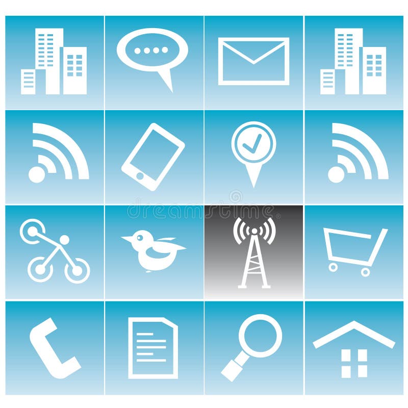 Network and Communication Icons Stock Illustration - Illustration of ...