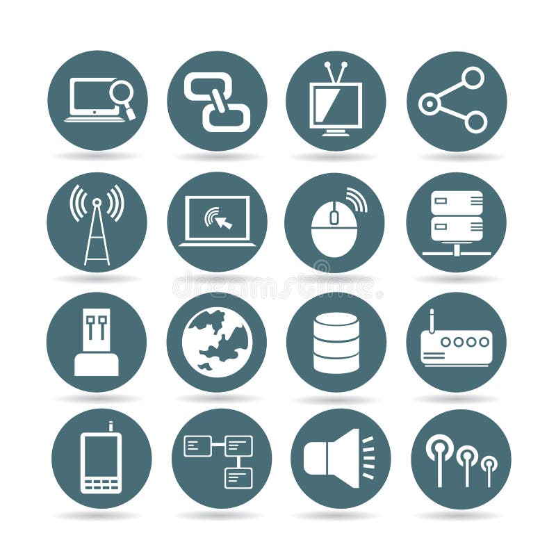 Network and Communication Icons Stock Illustration - Illustration of ...