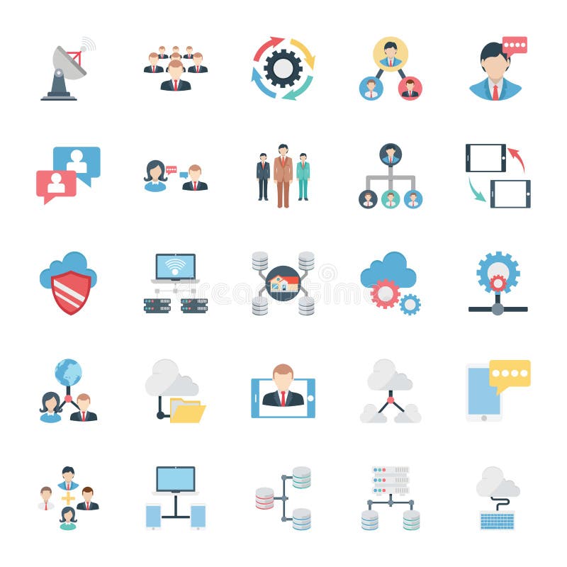 Network and Communication Isolated Vector Icons Set Editable and Can Be ...