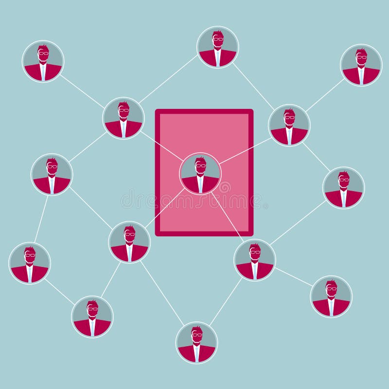 Network Communication, Tablet and Human Head Icons. Stock Vector ...