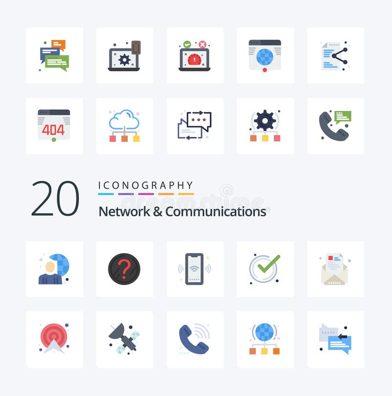 20 Network and Communications Flat Color Icon Pack Like Acknowledge ...