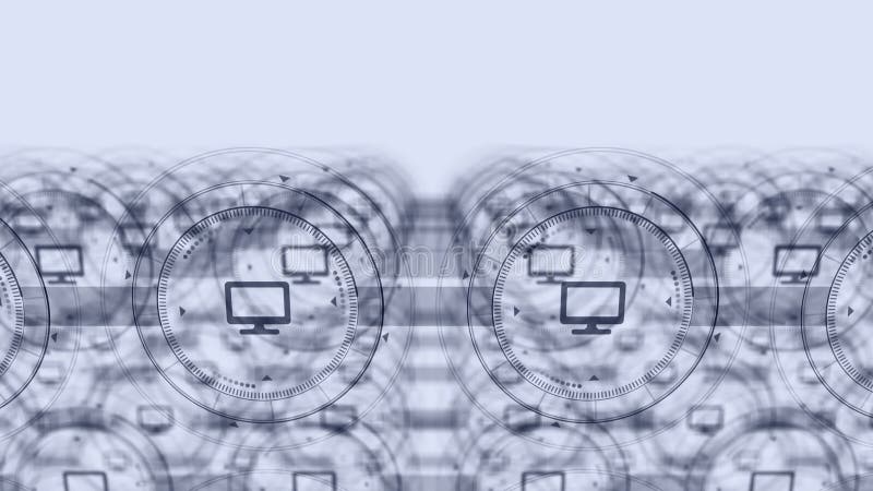 Network Community. Remote Work Concept. Desktop PC and Laptops. Loop ...