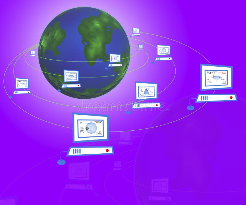 Network Computer Around the Earth Stock Image - Image of europe, info ...