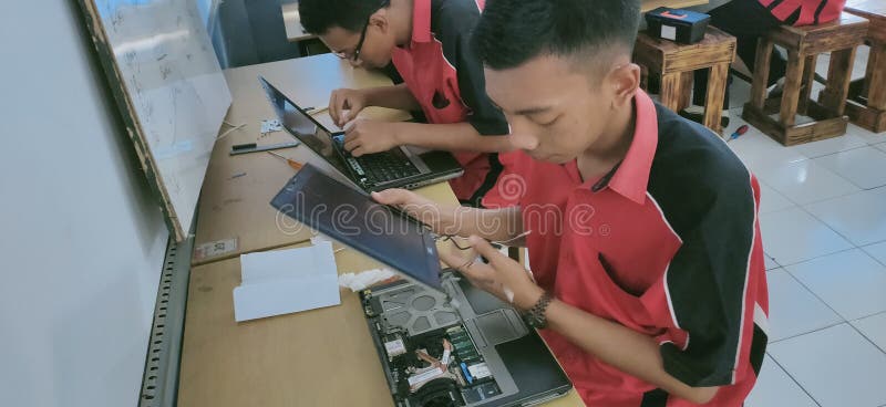 Network Computer Engineering Students are Serving Laptops Stock Photo ...
