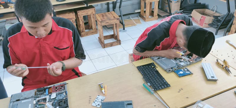 Network Computer Engineering Students are Serving Laptops Stock Image ...