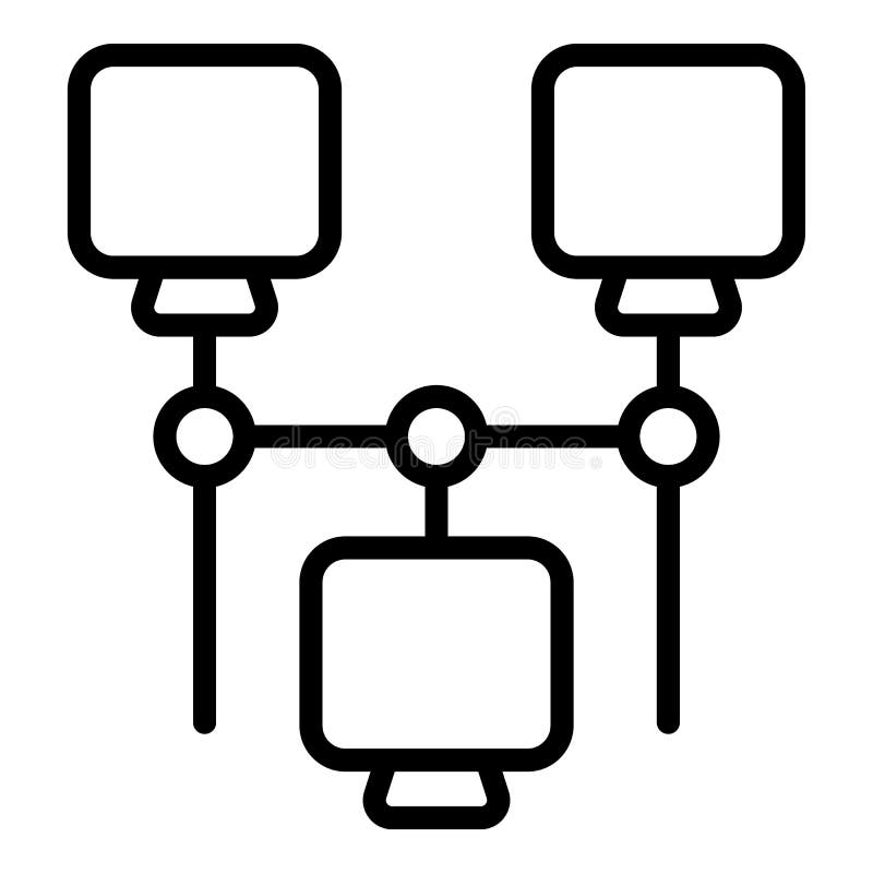 Network Computer Icon, Outline Style Stock Vector - Illustration of ...
