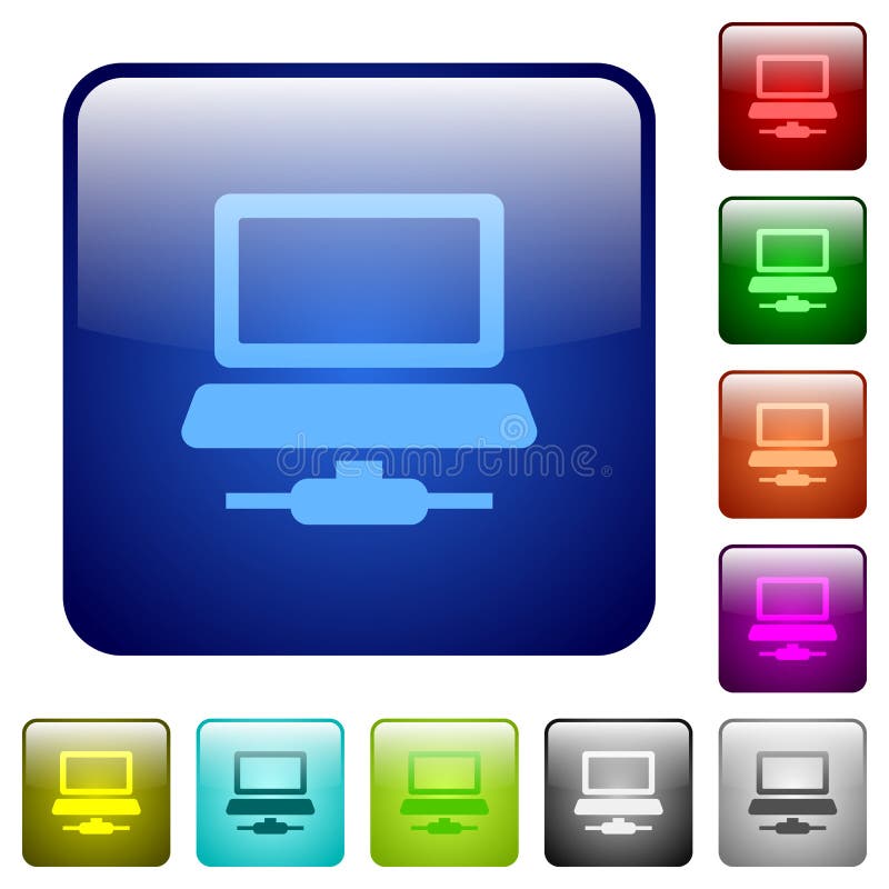 Network Computer Color Square Buttons Stock Vector Illustration Of Signs Personal 194292433