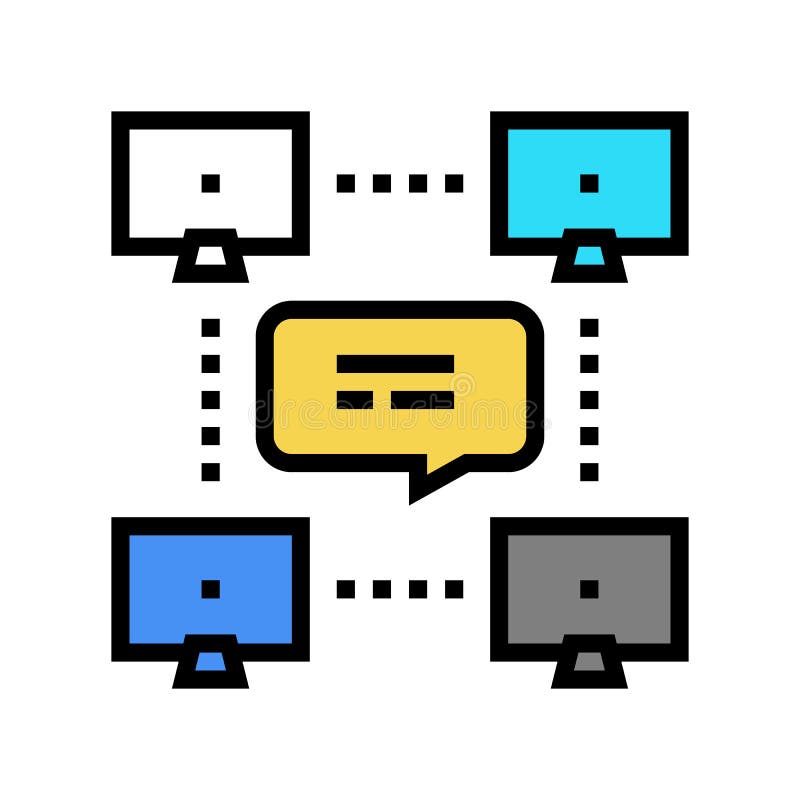 Network Computer Users Communication Color Icon Vector Illustration ...