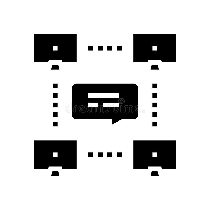 Network Computer Users Communication Glyph Icon Vector Illustration ...