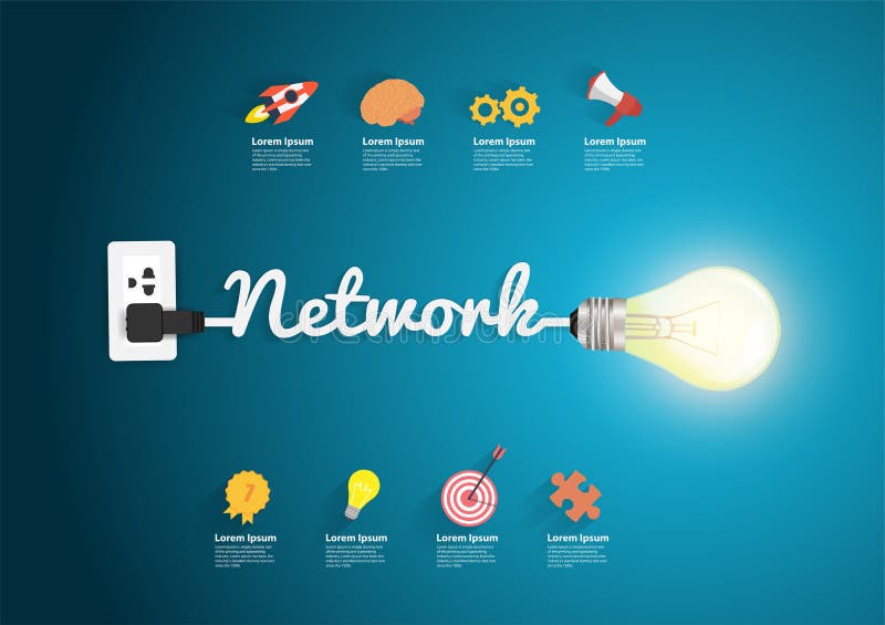 Network Concept Creative Light Bulb Idea Stock Vector - Illustration of ...