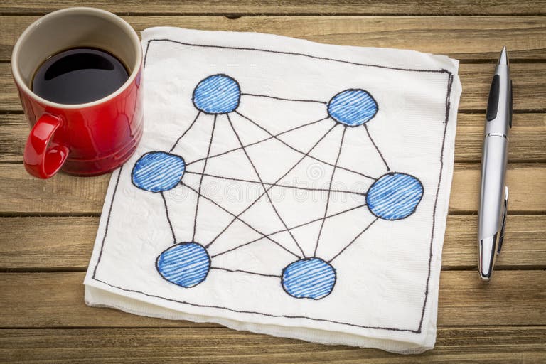 Network concept on napkin stock photo. Image of mesh - 76213732