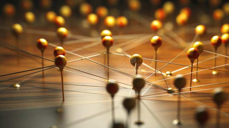 Network Concept, Pins on Table Linked by Threads, Create Connections ...