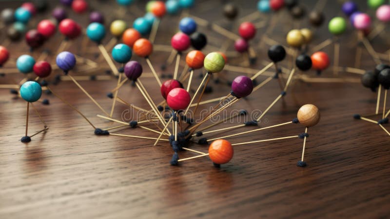 Network Concept, Pins on Table Linked by Threads, Create Connections ...