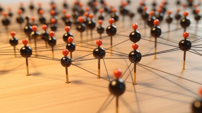 Network Concept, Pins on Table Linked by Threads, Create Connections ...