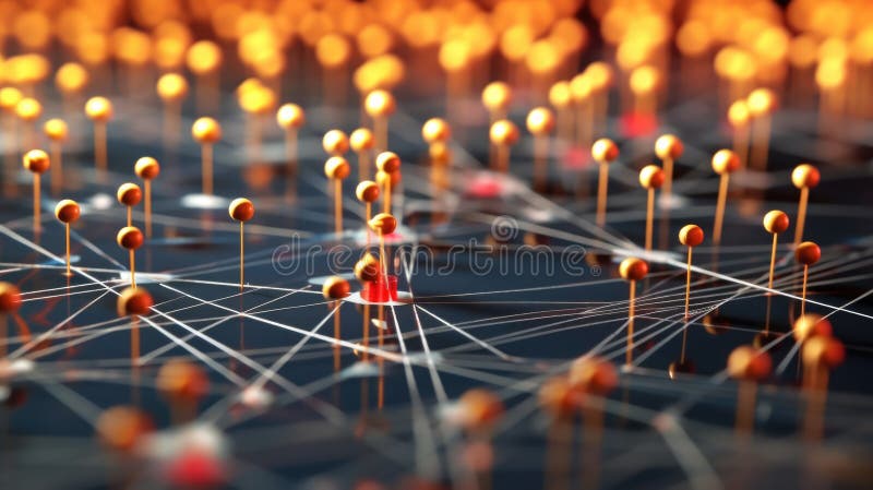 Network Concept, Pins on Table Linked by Threads, Create Connections ...