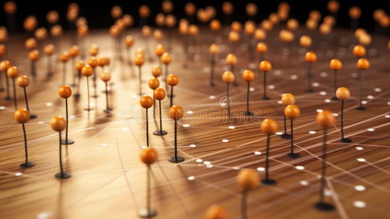 Network Concept, Pins on Table Linked by Threads, Create Connections ...