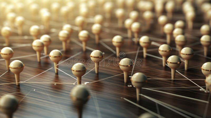 Network Concept, Pins on Table Linked by Threads, Create Connections ...