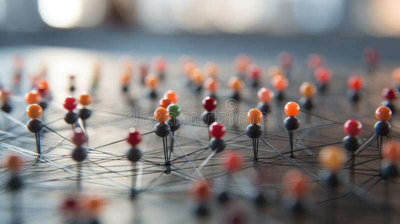Network Concept, Pins on Table Linked by Threads, Create Connections ...