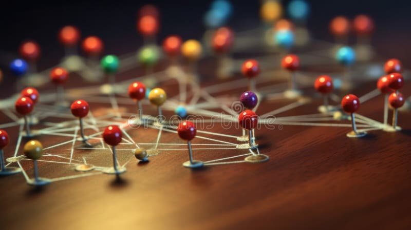 Network Concept, Pins on Table Linked by Threads, Create Connections ...