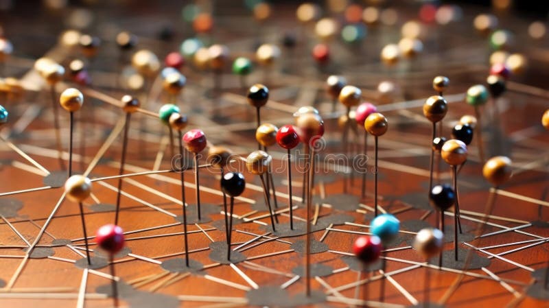 Network Concept, Pins on Table Linked by Threads, Create Connections ...
