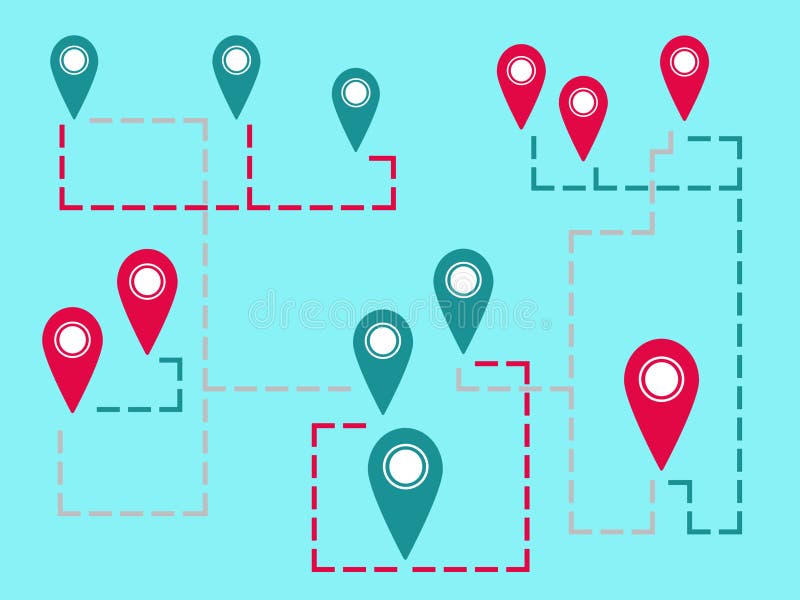 Network and Teamwork Concept, Routes Crossing and Map Pins Stock ...