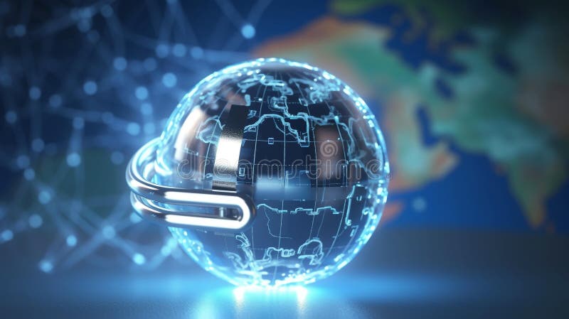 Network Concept a Shielded Globe Representing Secure Worldwide Data ...