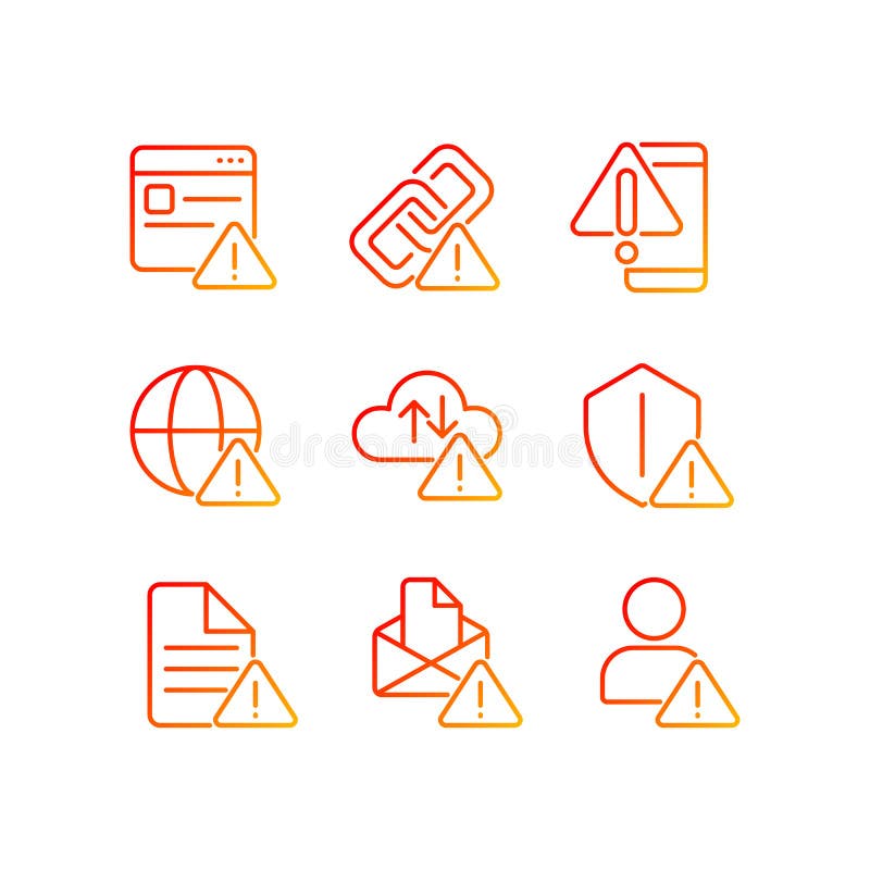 Network Connect Issues Pixel Perfect Gradient Linear Vector Icons Set ...