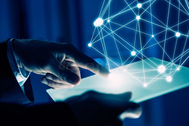 Network of Connected Devices Stock Illustration - Illustration of ...