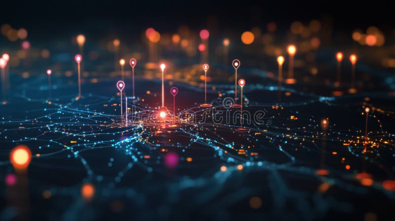 A Network of Connected Dots and Lights Stock Illustration ...